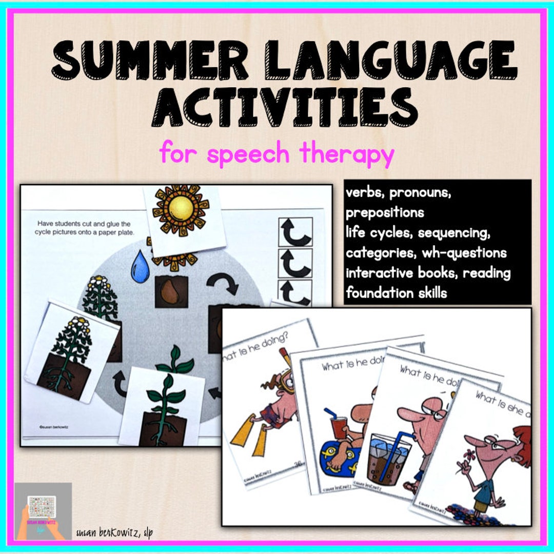 Summer Theme Speech Therapy Activities for Kids Parts of Speech ...