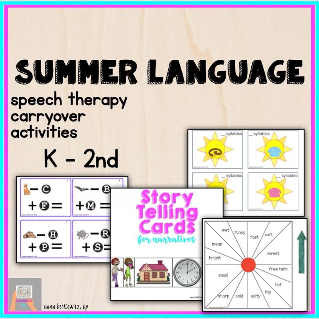 Summer Activities for Kids in Speech Therapy Homework Printables ...