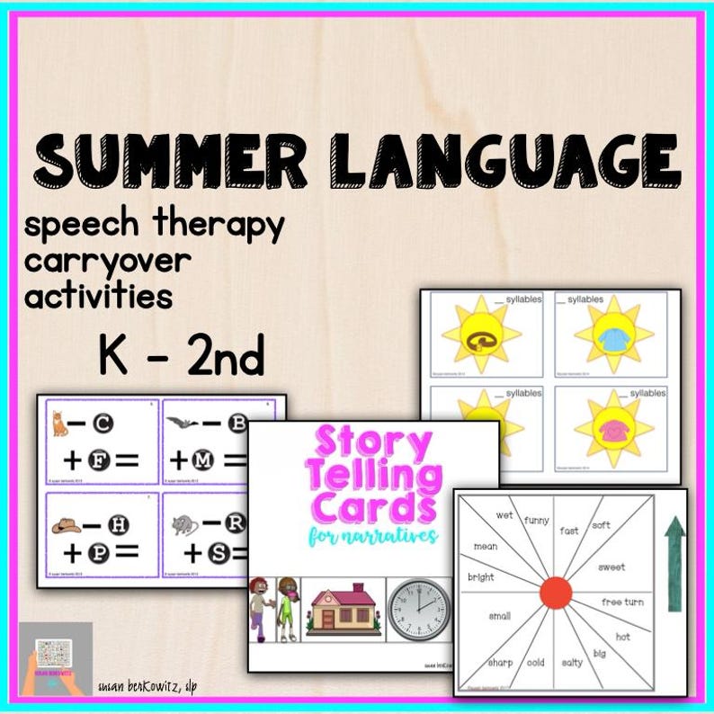 Summer Activities for Kids in Speech Therapy Homework Printables ...
