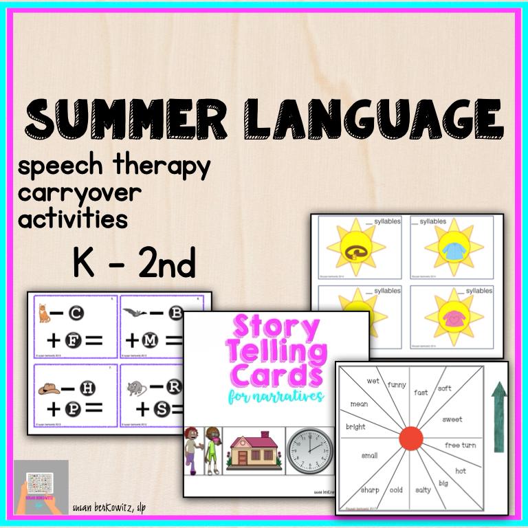 Summer Activities for Kids in Speech Therapy Homework Printables ...