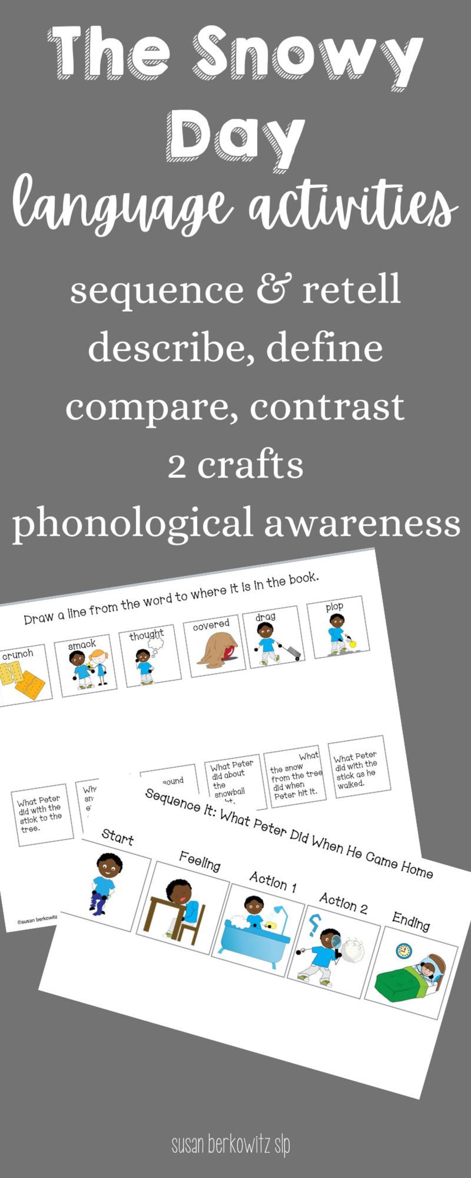 Snowy Day Book Companion Language Activities for Elementary Speech ...