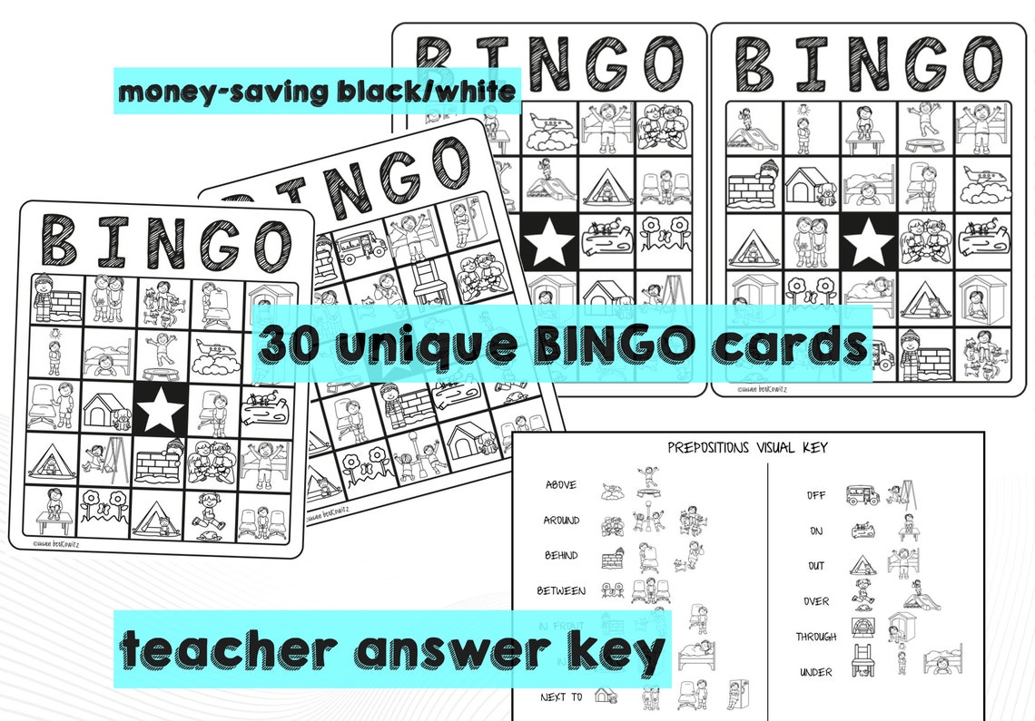 Prepositions Bingo Game for Speech Therapy Activity for Spatial ...