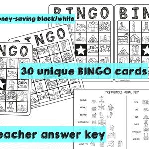 Prepositions Bingo Game for Speech Therapy Activity for Spatial ...