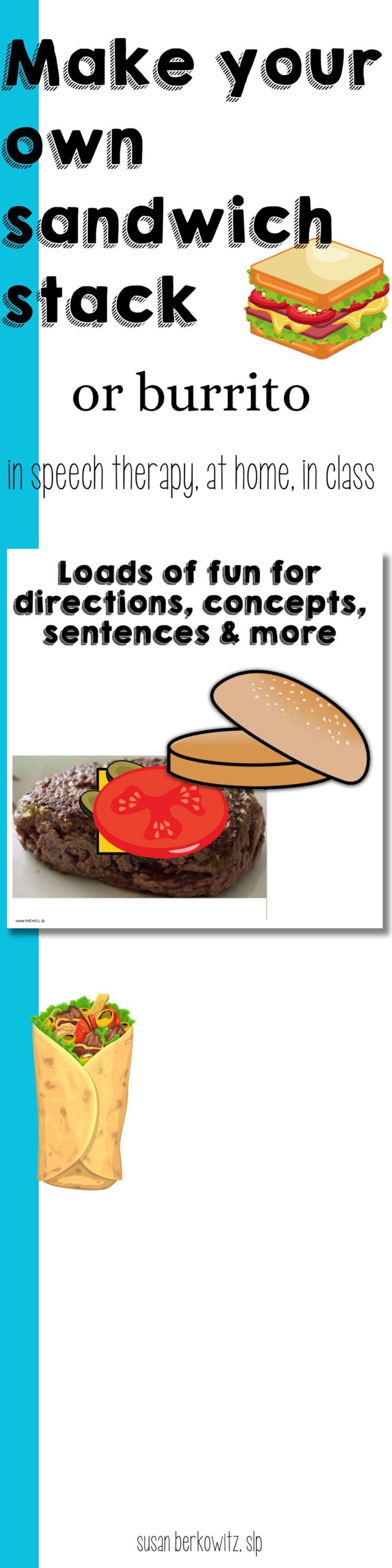 Following Directions Speech Therapy Game: Sandwich & Burrito Building ...