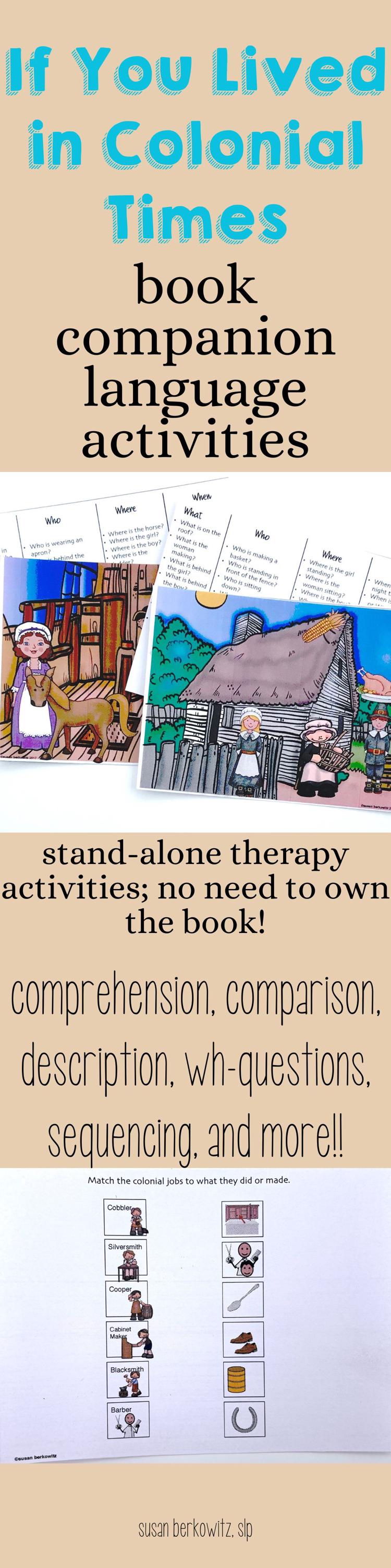 Colonial Life Speech Therapy Resource Book Companion Language ...