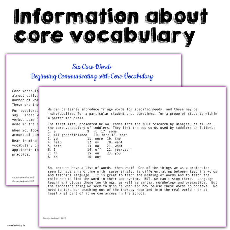 High School AAC Core Vocabulary Activity Interactive Books Core Words ...