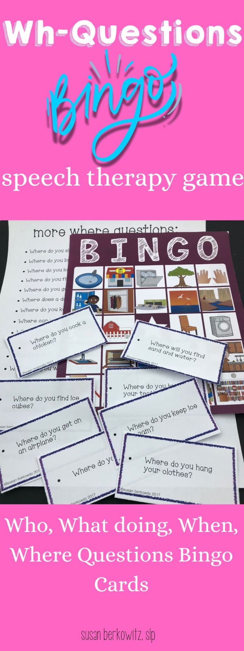 Wh Questions Bingo Game for Speech Therapy Activity for Language ...