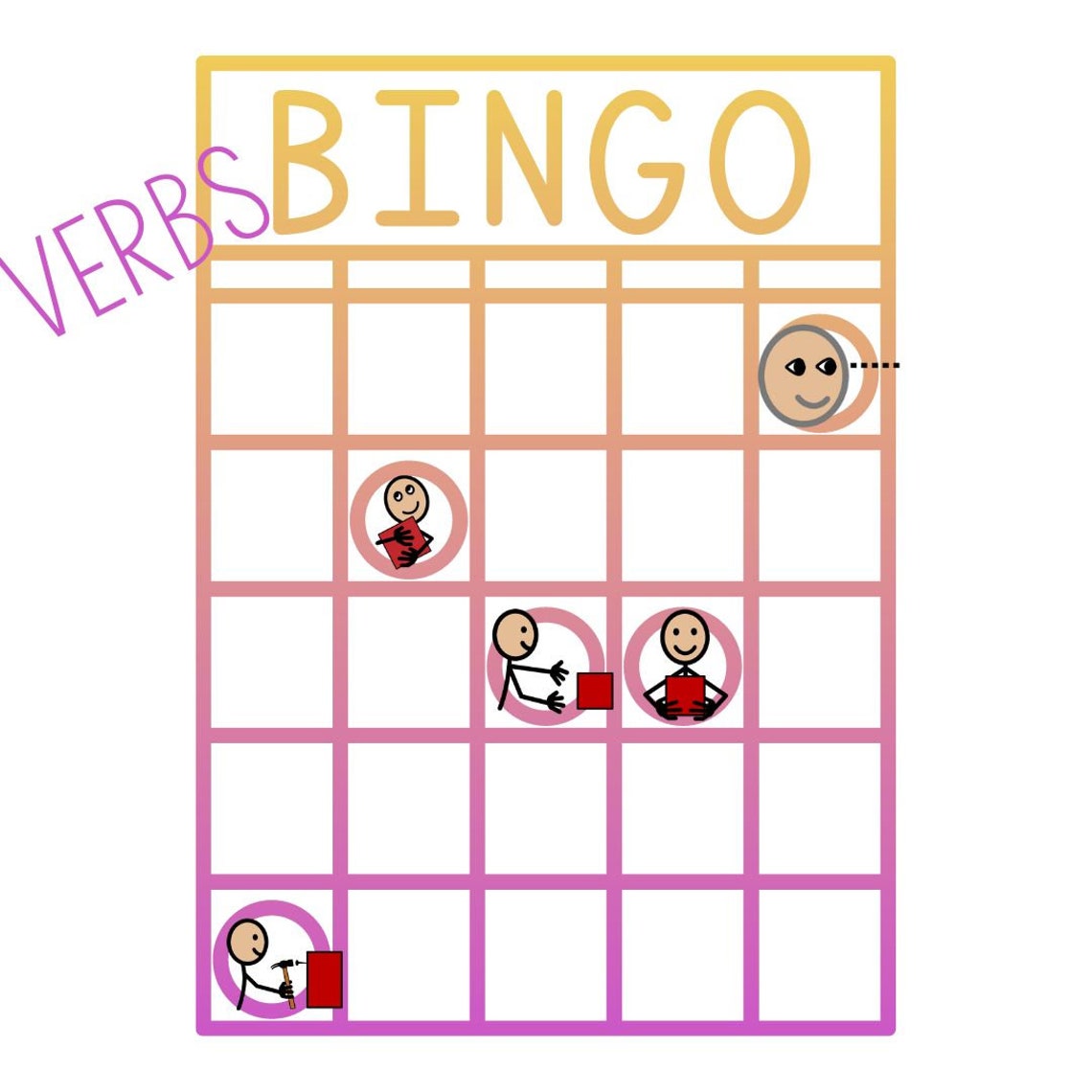 Parts of Speech Therapy Activity Verb Picture Cards Bingo™ Card Game ...