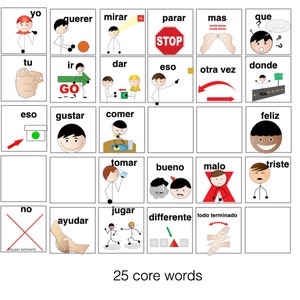 Spanish Core Word Communication Boards, AAC Vocabulary - Etsy