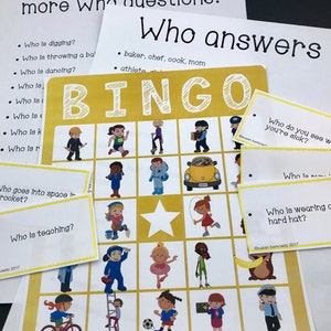 Wh Questions Bingo Game for Speech Therapy, Homeschool (PDF) - Etsy