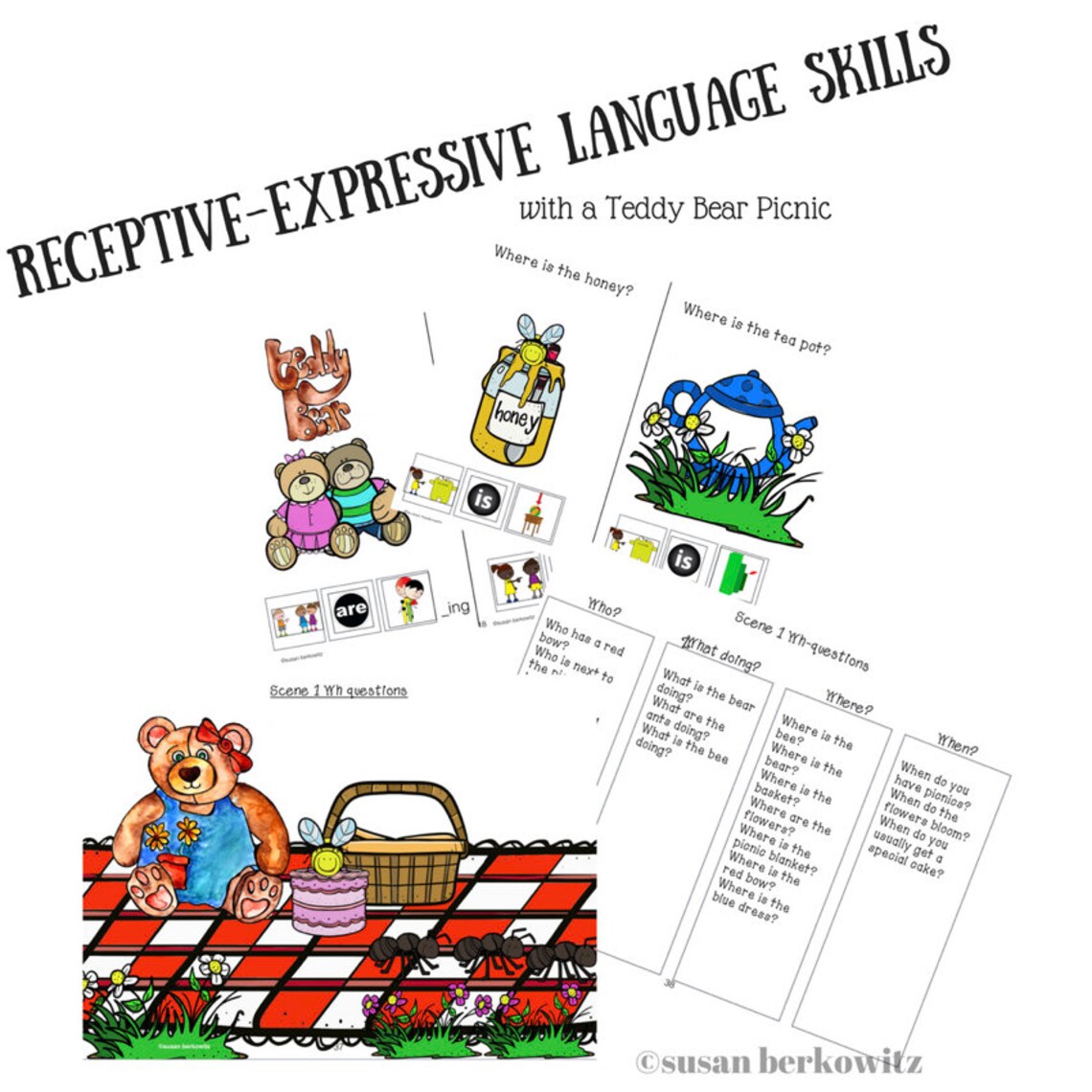 Teddy Bear Picnic Language Activities for Speech Therapy Homeschool or ...