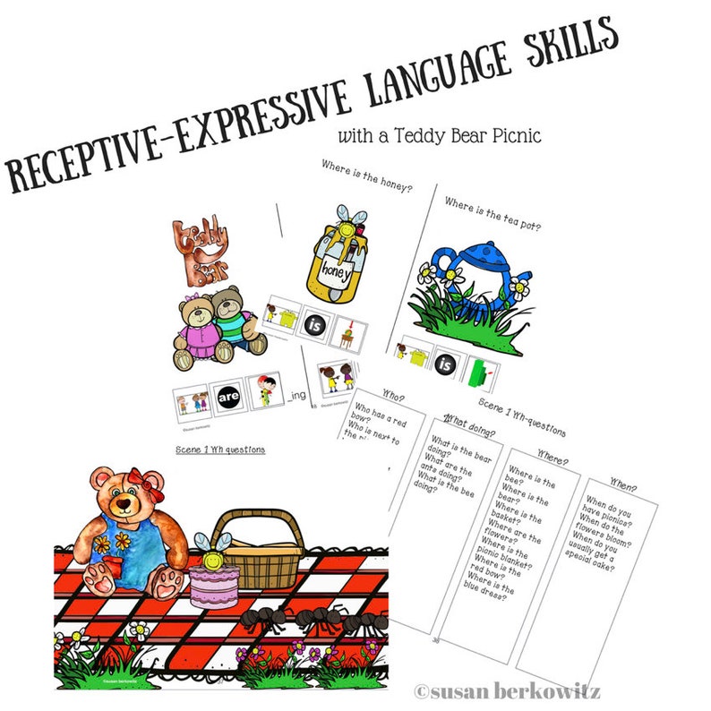 Teddy Bear Picnic Language Activities for Speech Therapy Homeschool or ...