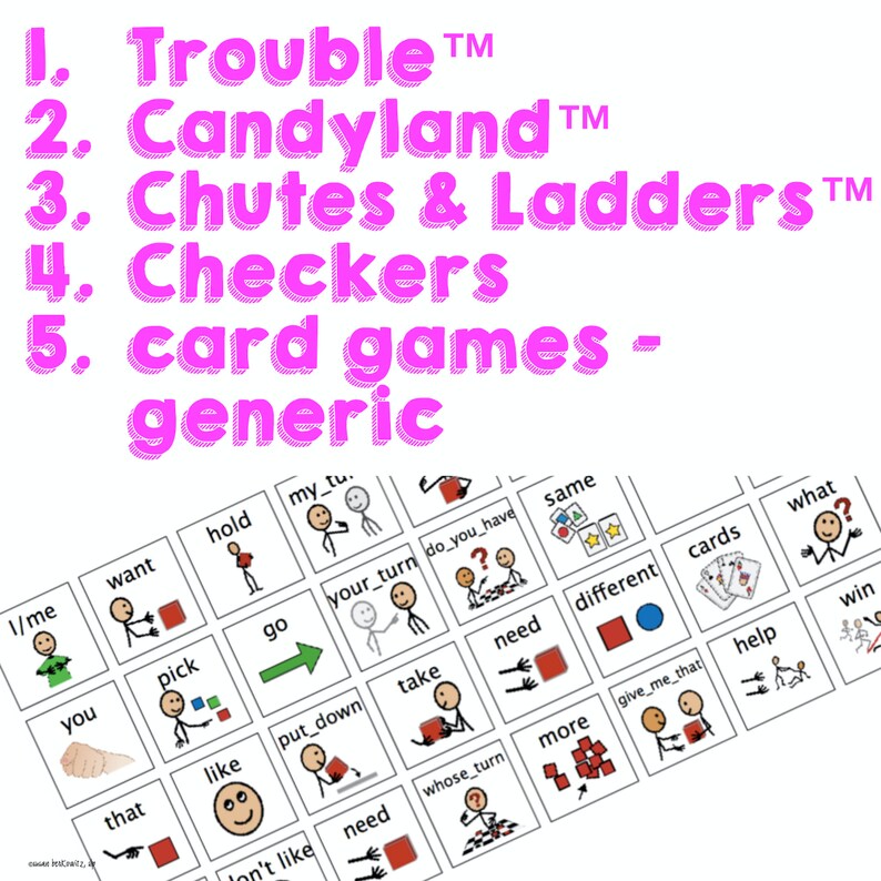 AAC Core Word Picture Communication Boards for Games Activities ...