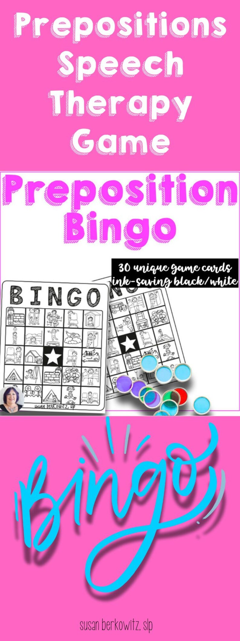 Prepositions Bingo Game for Speech Therapy Activity for Spatial ...