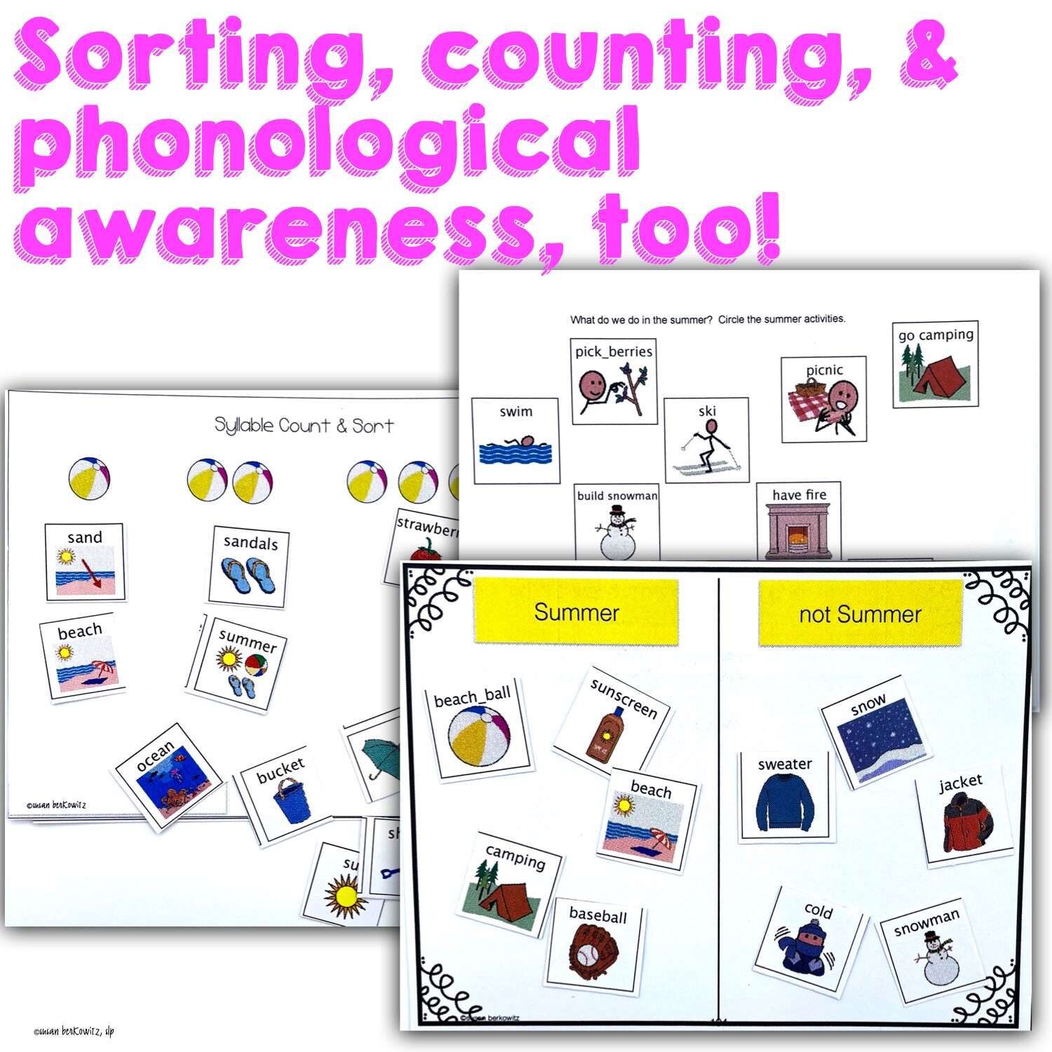 Summer Theme Speech Therapy Activities for Kids Parts of Speech ...