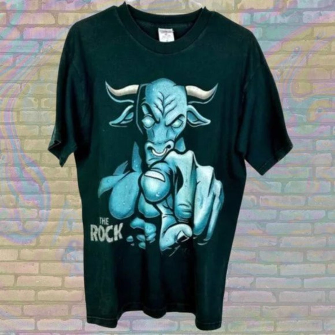RARE WWF the Rock Brahma Bull U Smell What the Rock is Cookin 90s Vintage Wrestling Sportswear ...