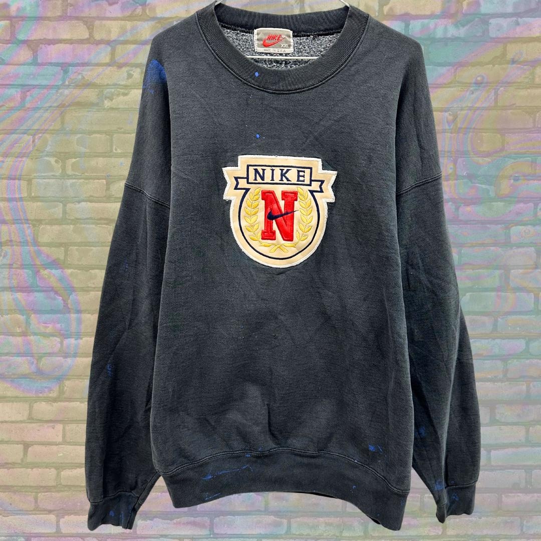RARE 80s Nike Crest Embroidered Distressed Sweatshirt - Vintage Nike ...