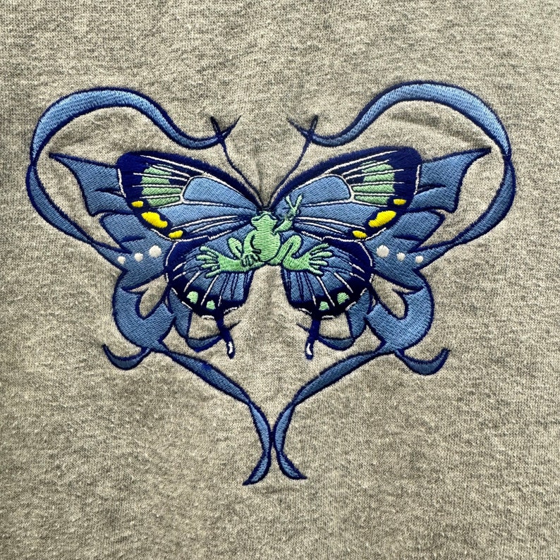 Peace Frogs Butterfly and Frog Logo Cropped Crewneck Medium Unisex Y2K ...