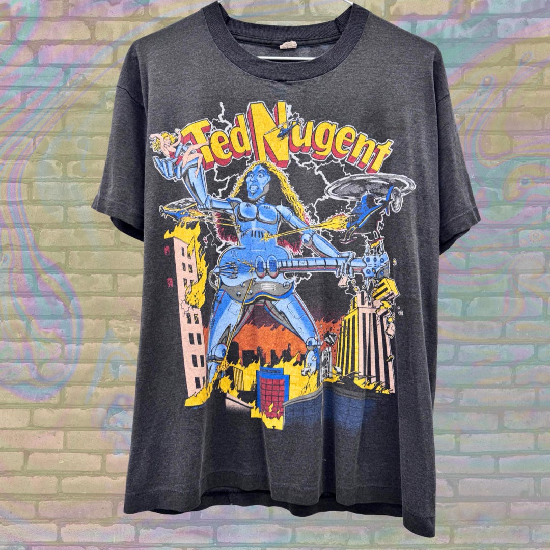 Vintage 80s Ted Nugent T-shirt, Metal Maniac Tee, Heavy Metal Concert ...