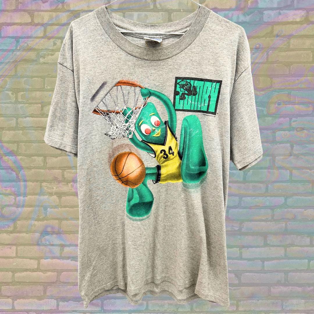 RARE Vintage 90s Gumby Basketball Tshirt | Retro 90s Cartoon Graphic ...
