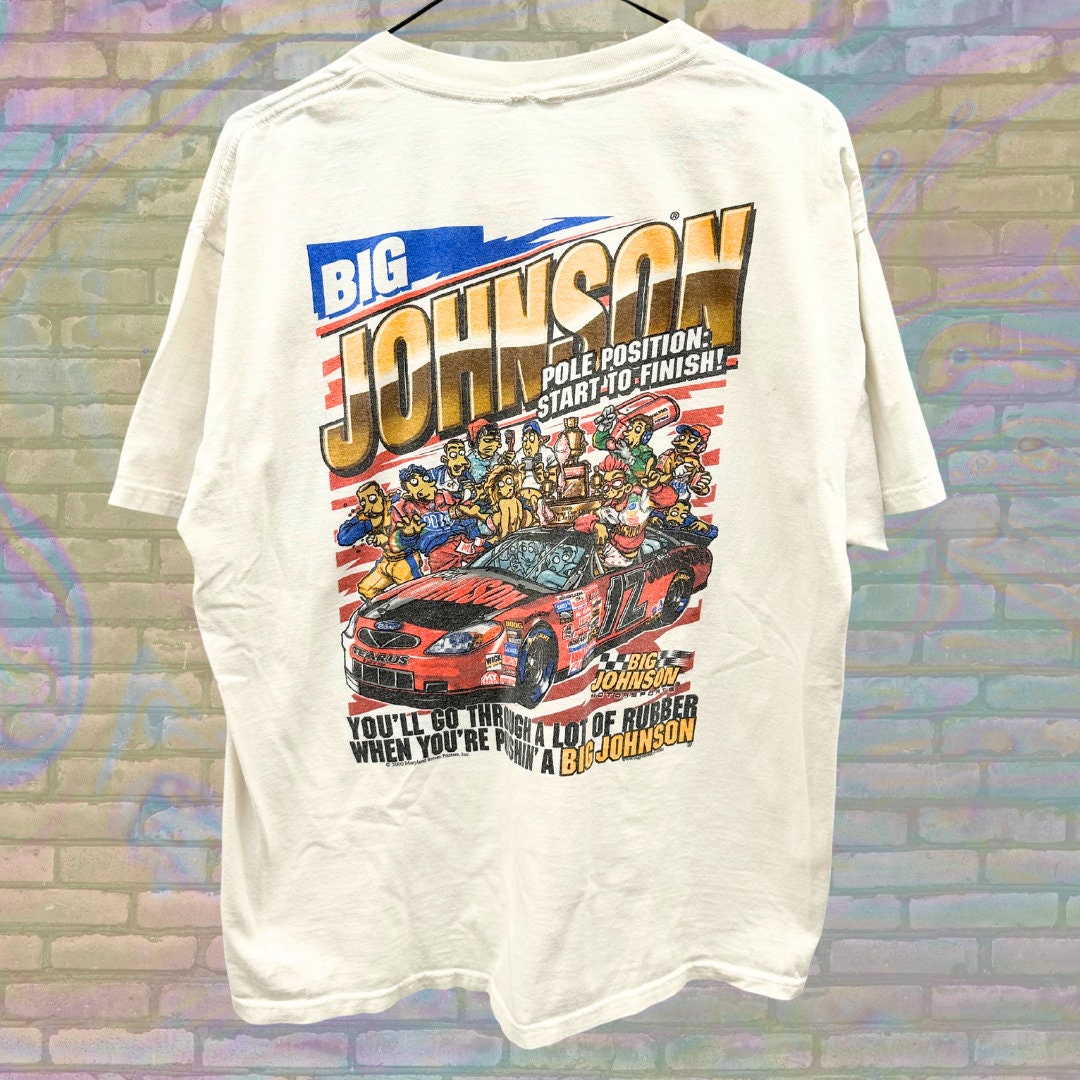 RARE Vintage Big Johnson Racing T-shirt Nascar Graphic Tee Humor 90s ...