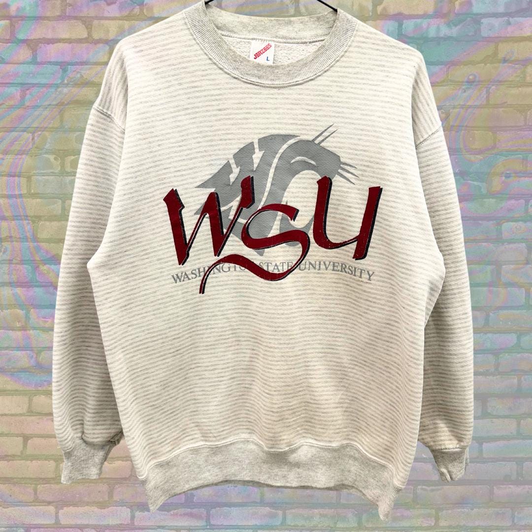 Vintage WSU Washington State University Sweatshirt, Striped Collegiate ...