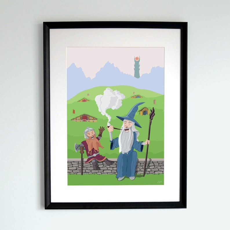Poster hobbit Village A3 Lord of the Rings Universe Illustration Print ...