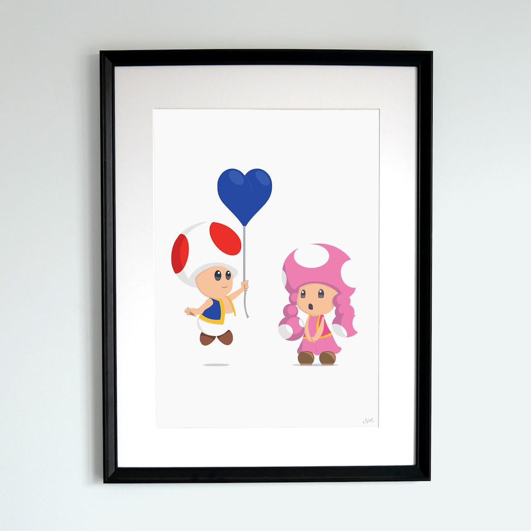 Poster "toad and Toadette" A3 - Mario Universe - Illustration Print - Etsy