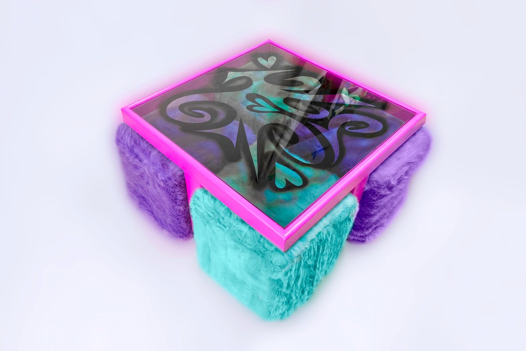Fantasy Pastel Color Custom Painted Table With Seats From the 60s With ...