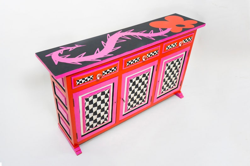 Spiky Flower Fantasy Colourful Style Custom Painted Console. - Etsy