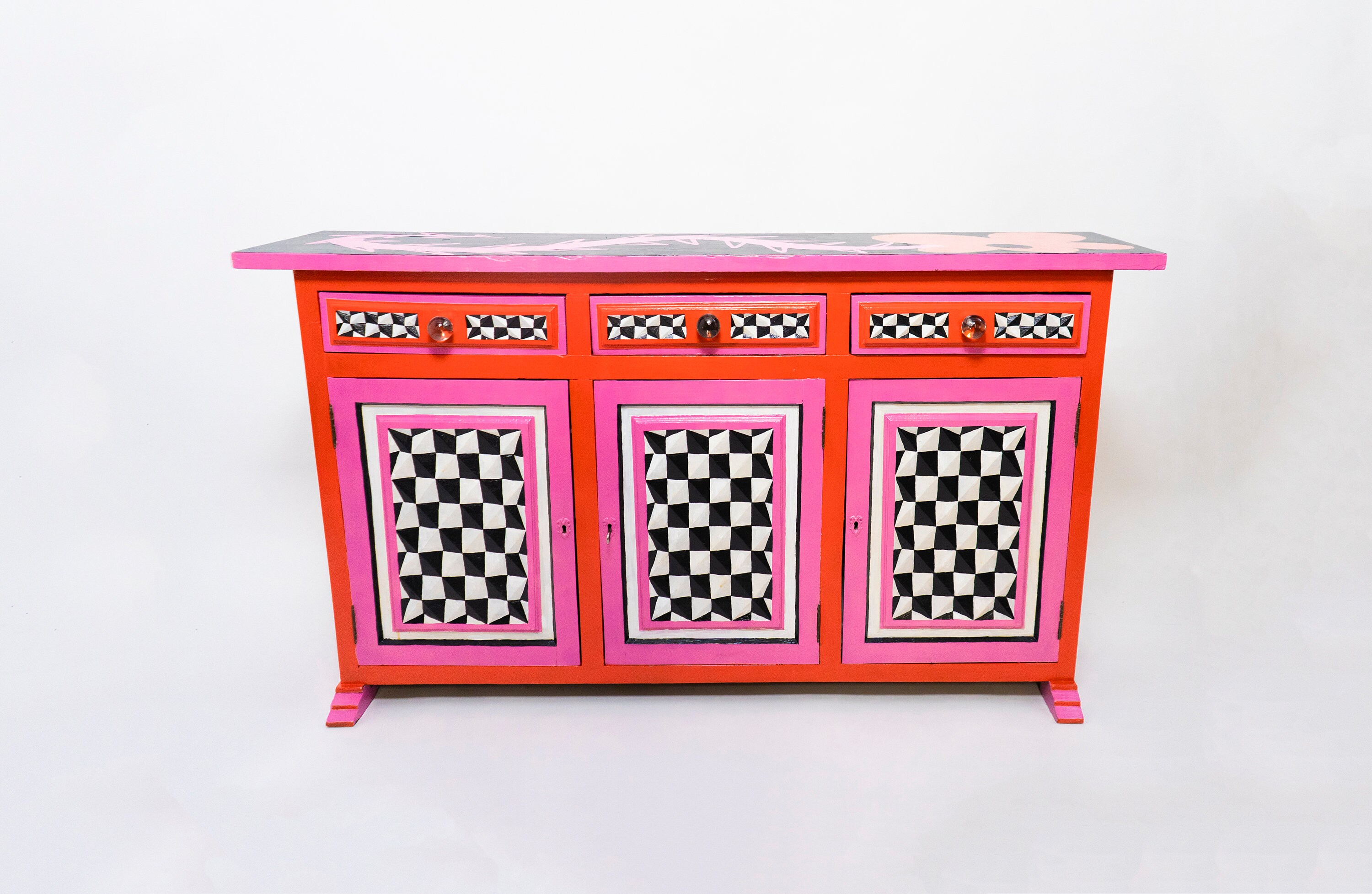 Spiky Flower Fantasy Colourful Style Custom Painted Console. - Etsy