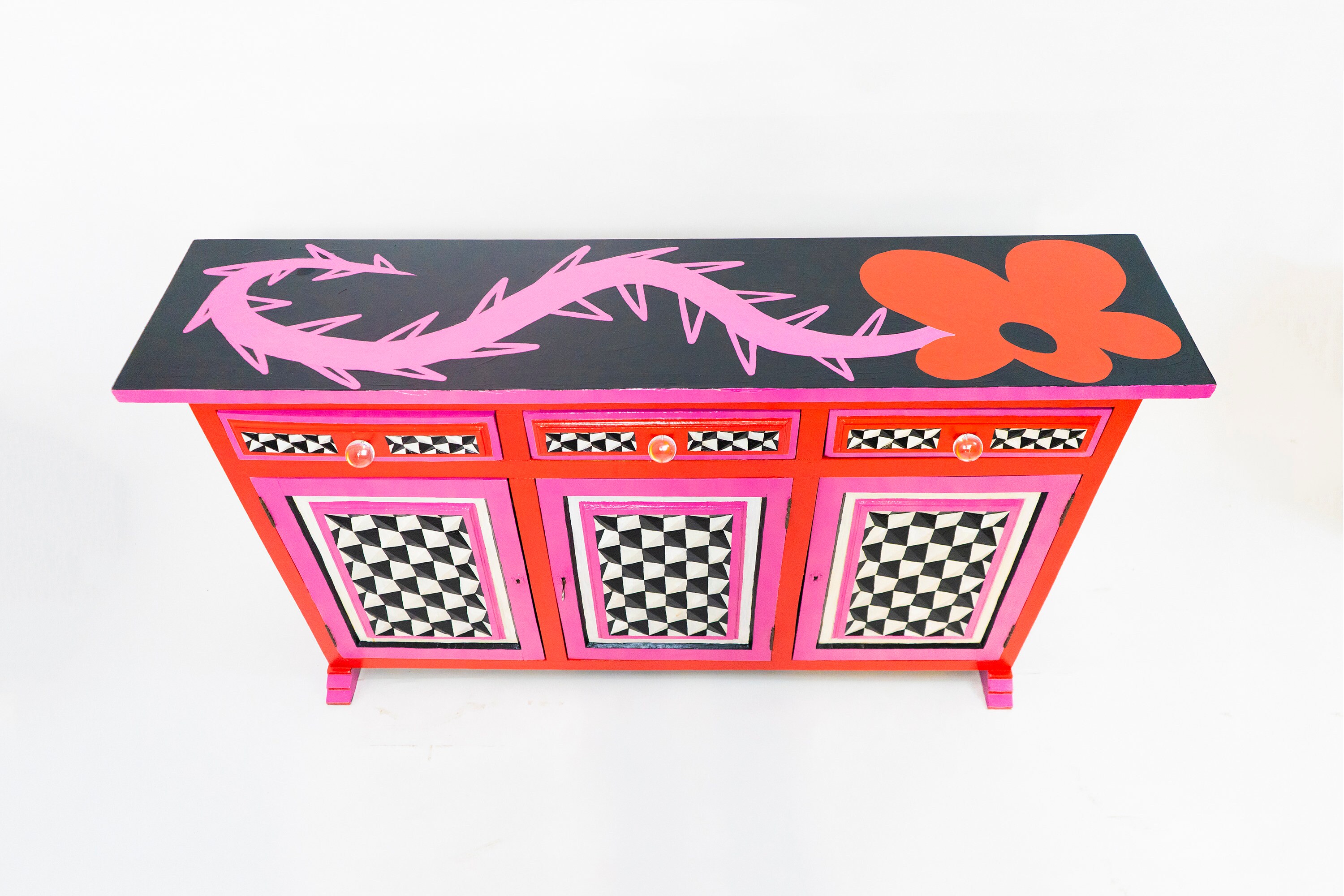 Spiky Flower Fantasy Colourful Style Custom Painted Console. - Etsy