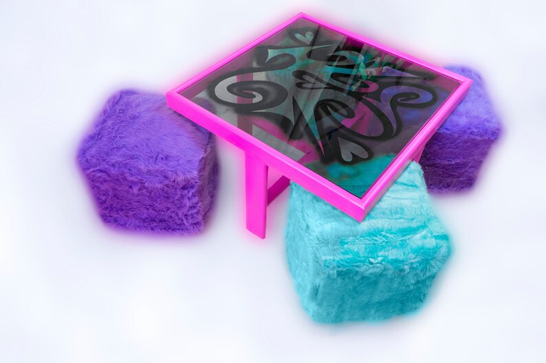 Fantasy Pastel Color Custom Painted Table With Seats From the - Etsy