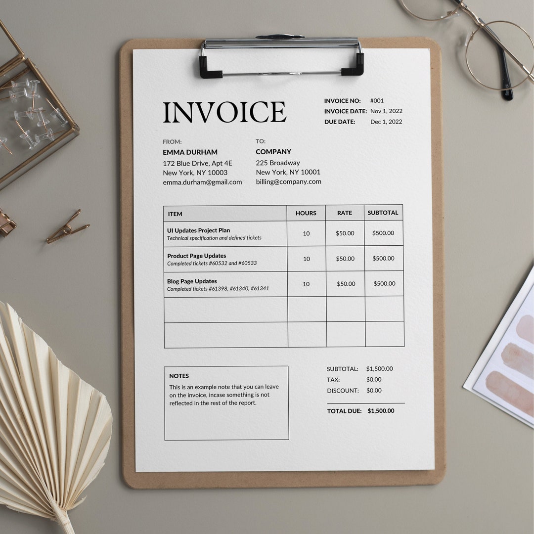 Freelance Invoice Template for Canva, Contractor Invoice, Software ...