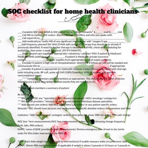 SOC Checklist for Home Health Clinicians Documentation - Etsy