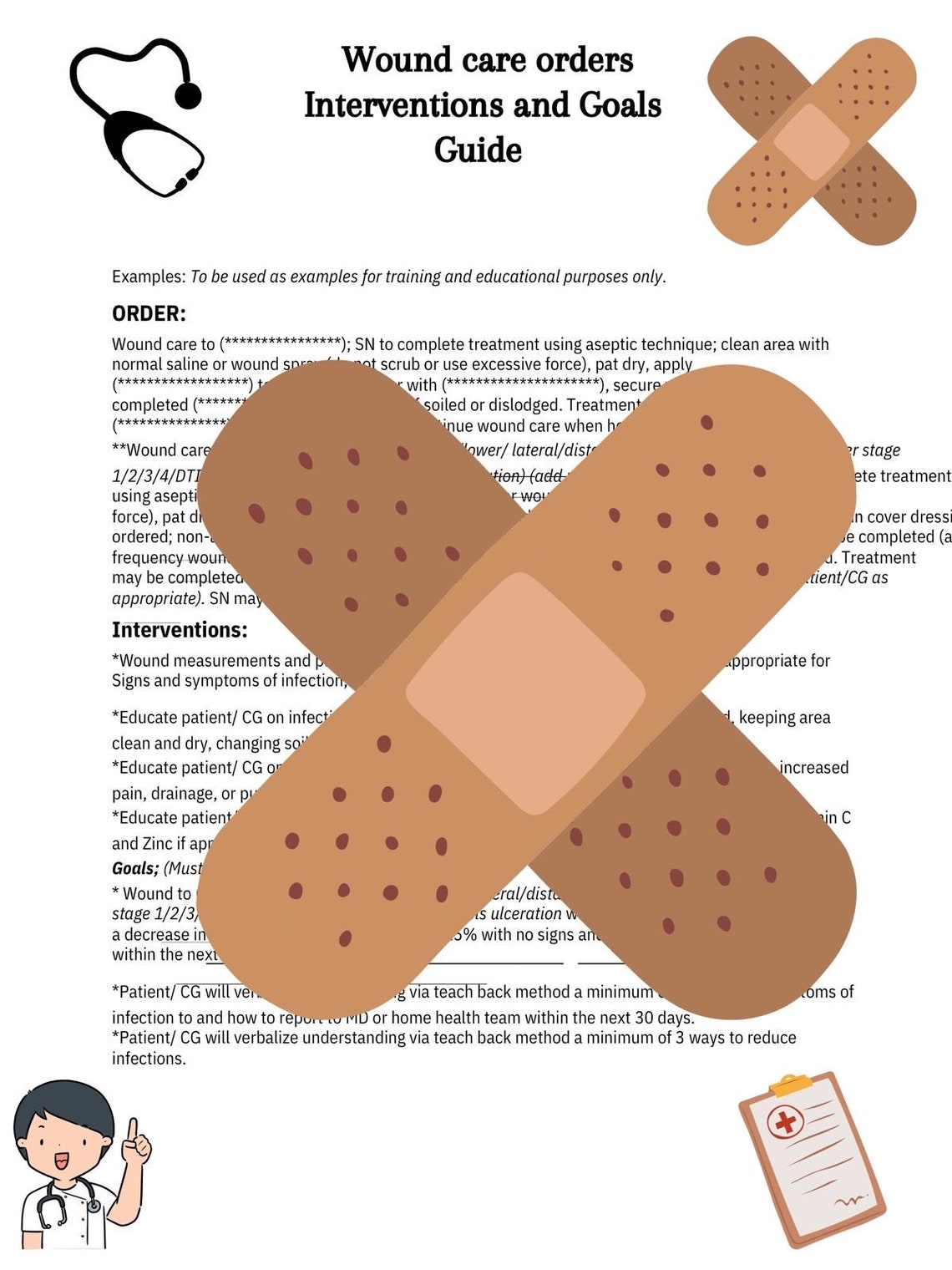 Guide for Orders on Wound Care, PICC Line Dressing: With Interventions ...