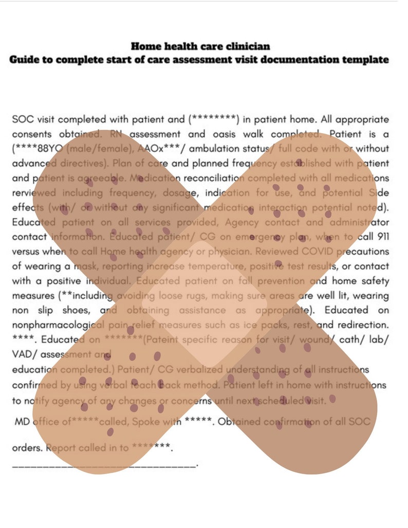 Home Health Care Clinician Guide to Start of Care Assessment Summary ...