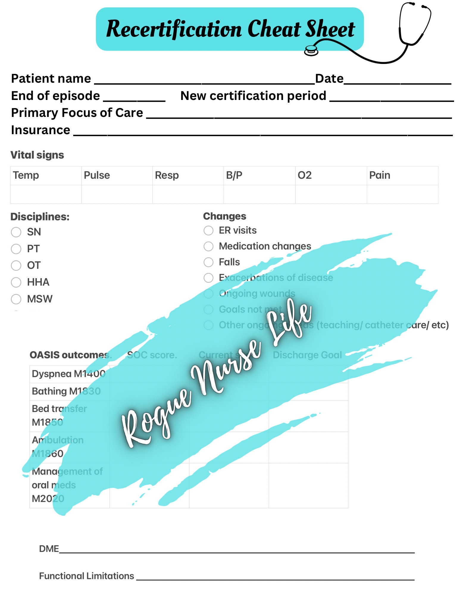 OASIS E Recertification Cheat Sheet Bundle for Home Health (PDF ...