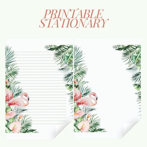 PRINTABLE Tropical Flamingo Theme Letter Writing Paper, 8.5x11, Unlined ...