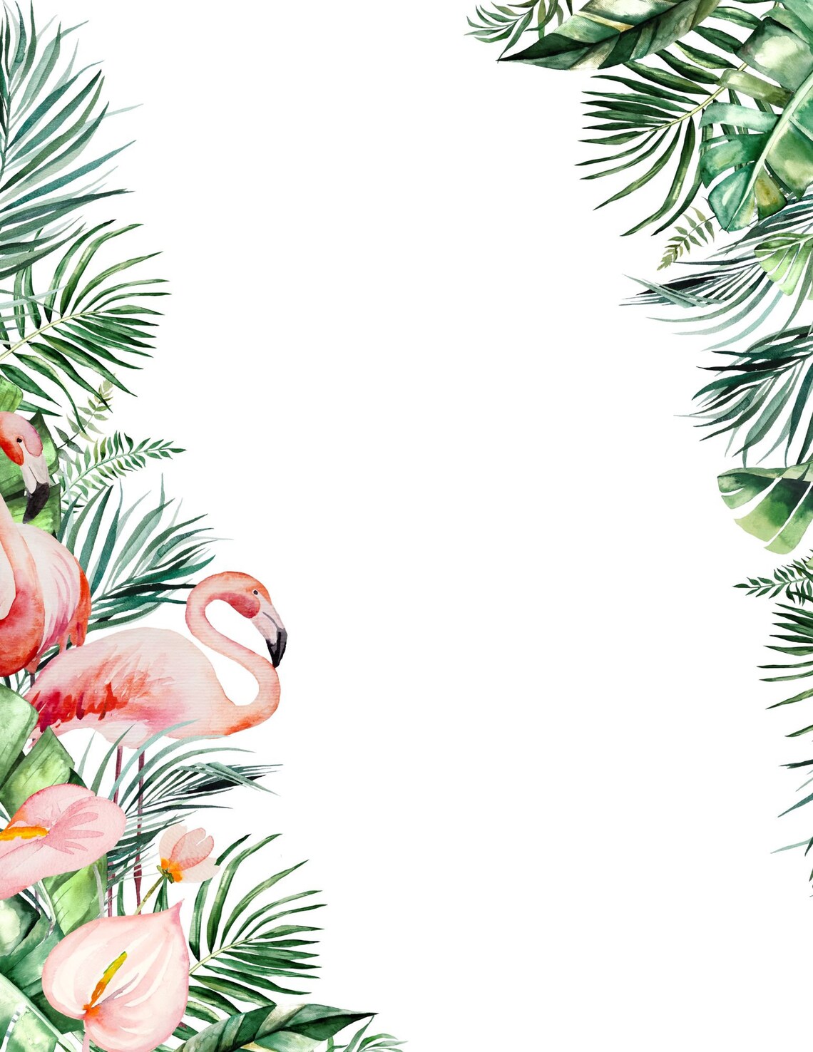 PRINTABLE Tropical Flamingo Theme Letter Writing Paper, 8.5x11, Unlined ...