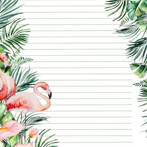 PRINTABLE Tropical Flamingo Theme Letter Writing Paper, 8.5x11, Unlined ...