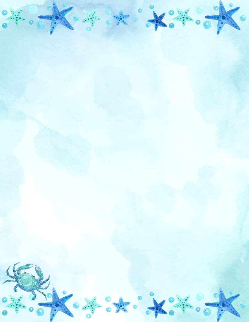 Starfish and Crab Downloadable Stationary Lined and Unlined Letter ...