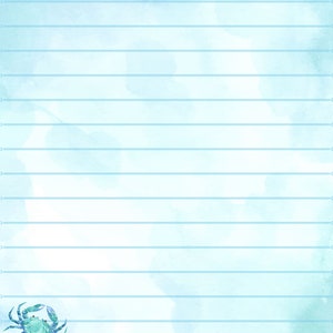 Starfish and Crab Downloadable Stationary Lined and Unlined Letter ...