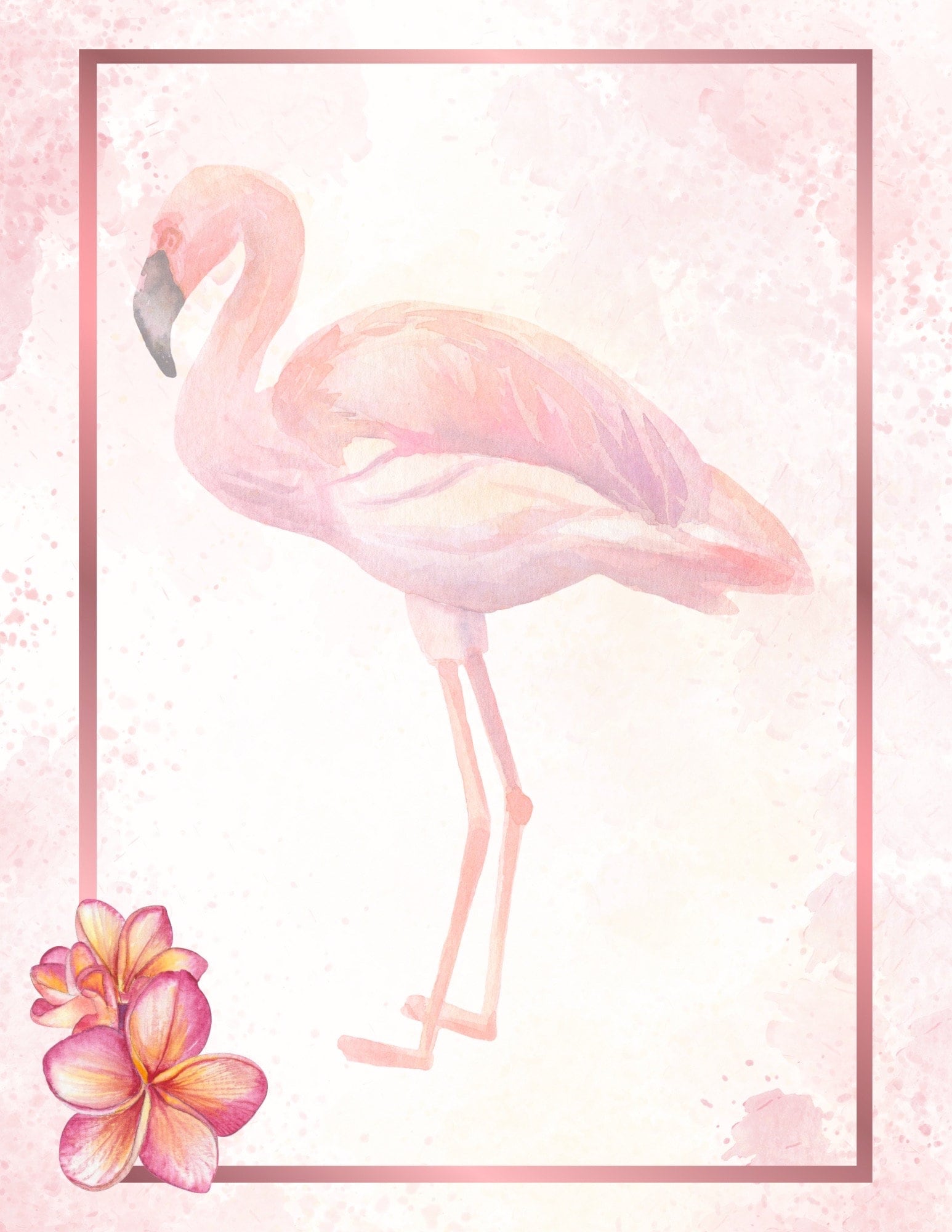 PRINTABLE Pink Flamingo Theme Letter Writing Paper, 8.5x11, Unlined ...