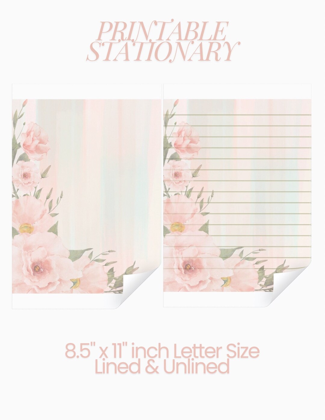 PRINTABLE Garden Print Letter Writing Paper, 8.5x11, Unlined Journal ...