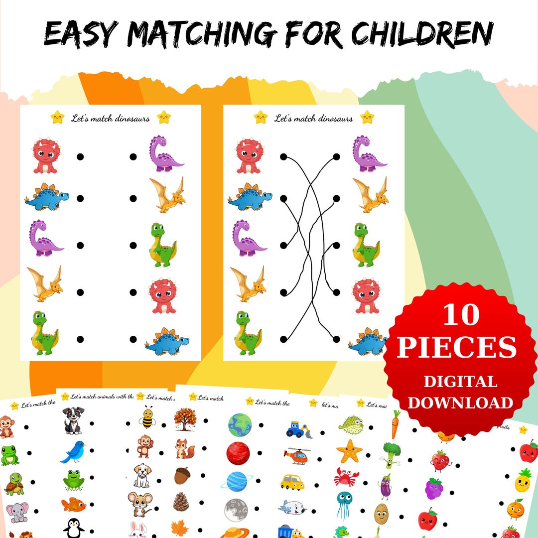 Fun Matching Sheets for Kids, Activity Sheets for Kids, Printable ...