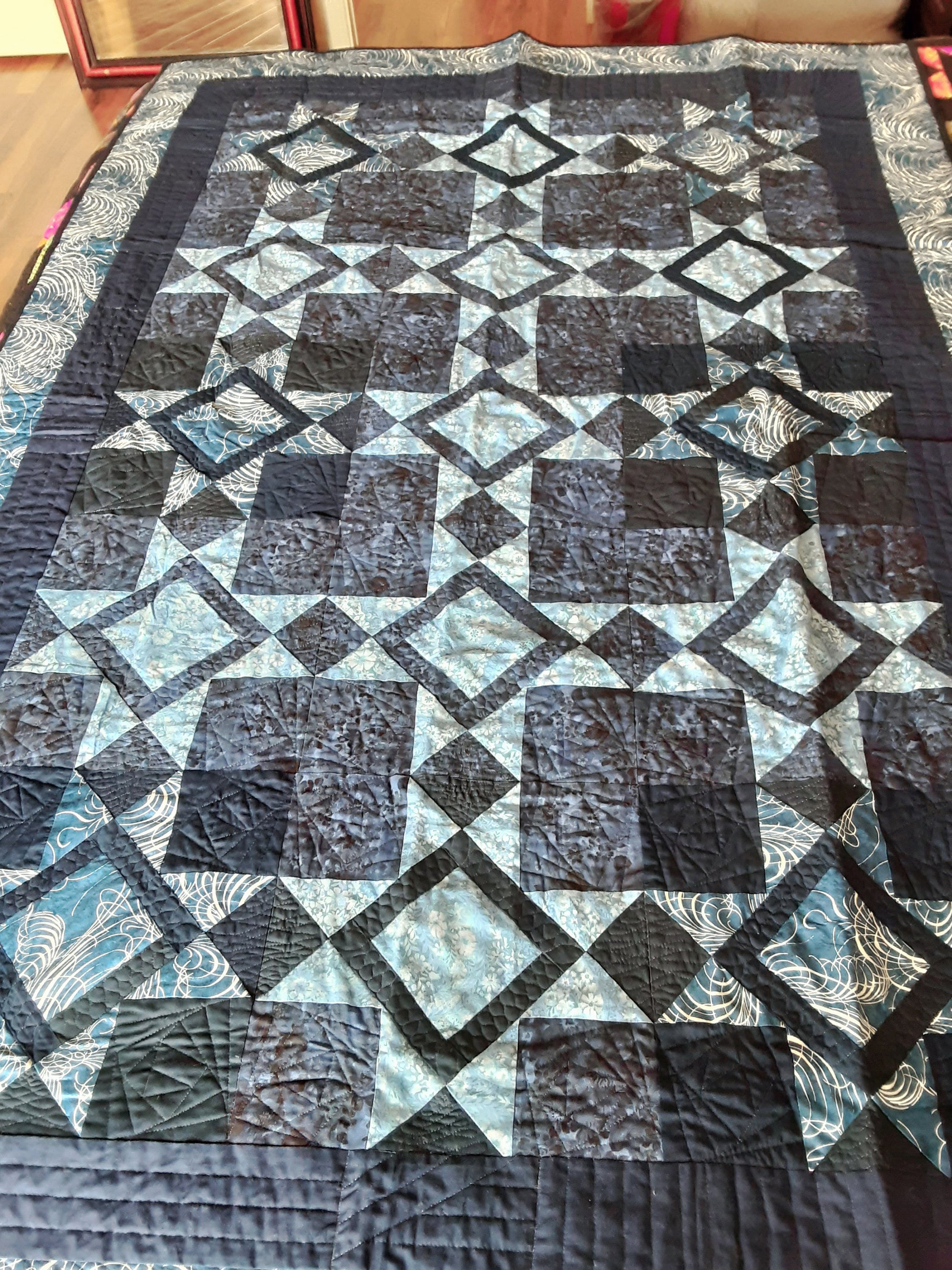 Handmade Blue Star Quilt Which Measures Approximately 72 by 49 Inches ...
