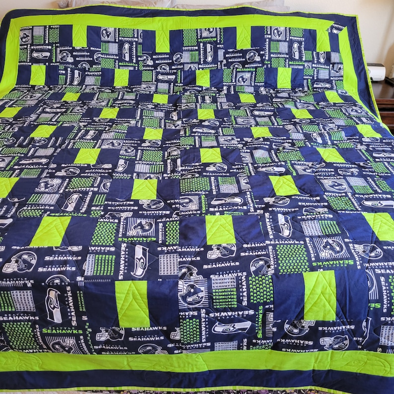 Handmade Seattle Seahawks Quilt Which Measures Approximately 84 by 92 ...