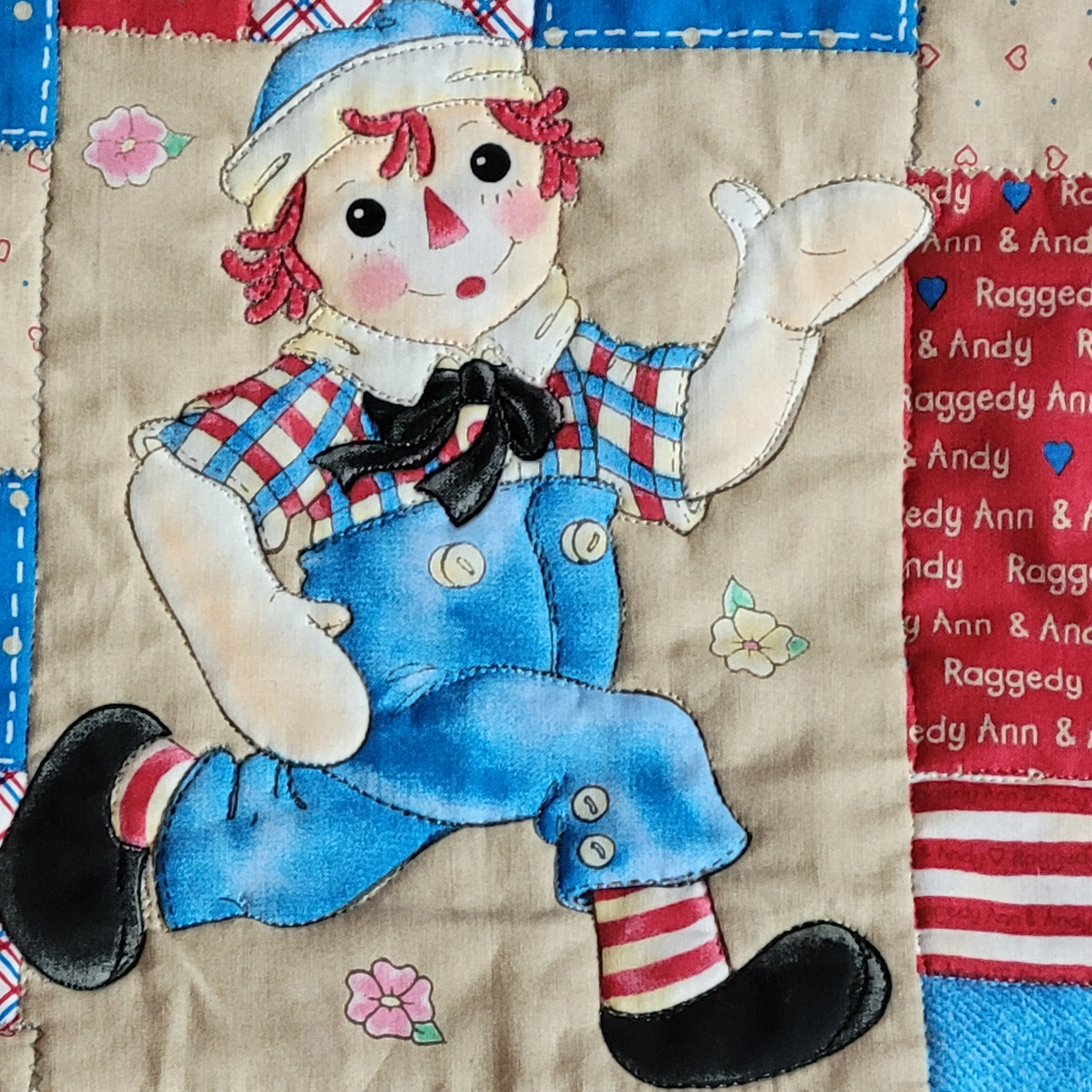 Handmade Raggedy Ann and Andy Quilt Which Measures Approximately 87 by ...