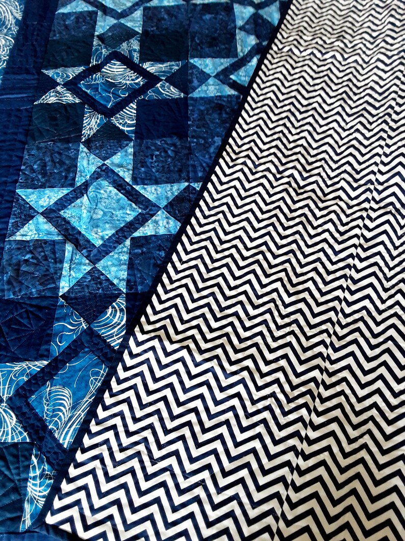 Handmade Blue Star Quilt Which Measures Approximately 72 by 49 Inches ...